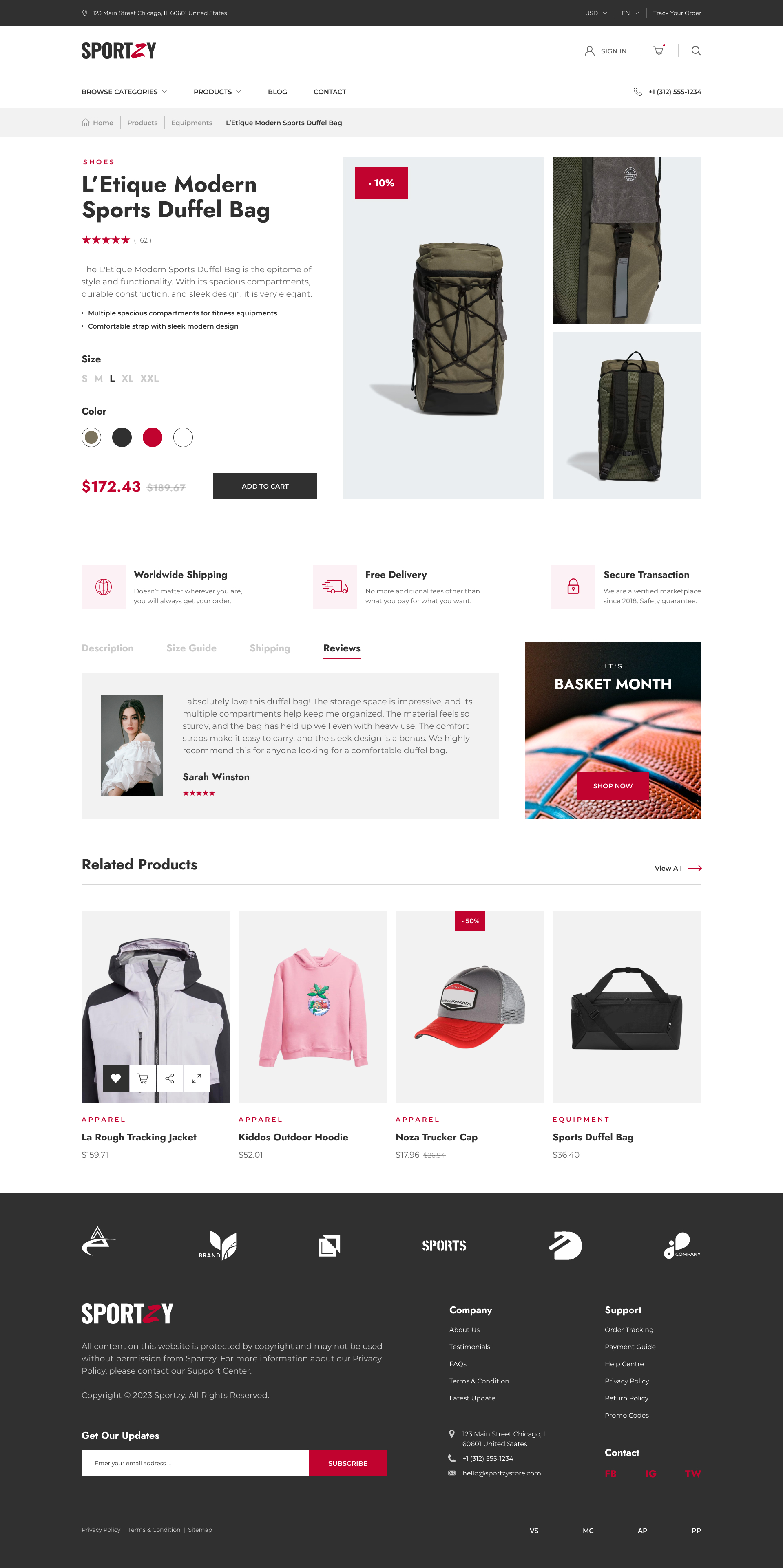Sportzy - Sportswear E-Commerce Website Design UI Figma Template by peterdraw